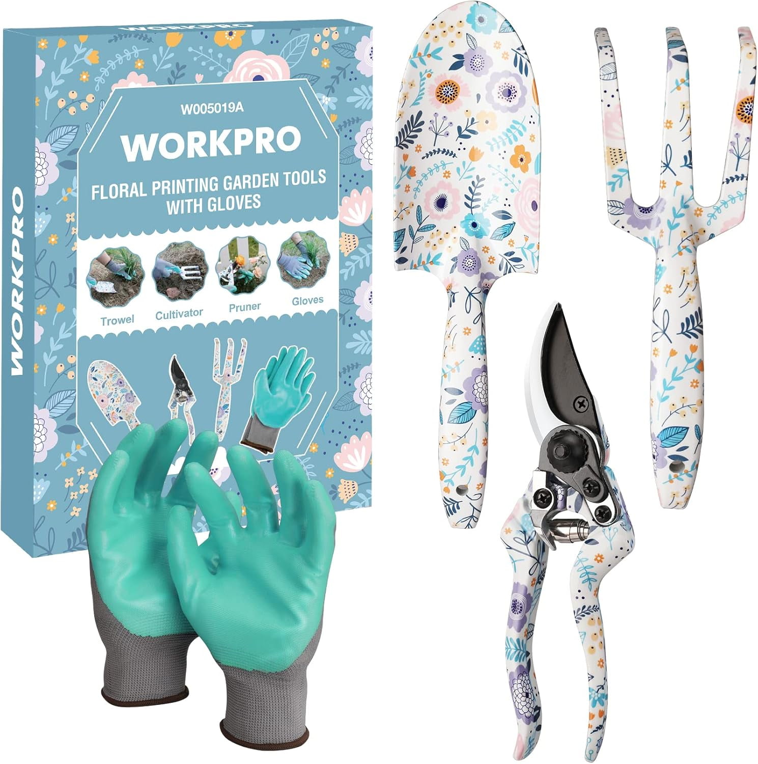 WORKPRO Aluminum Garden Tool Set, 4PCS Heavy Duty Hand Garden Tools ...
