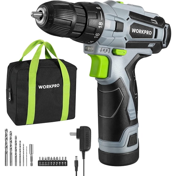 WORKPRO Cordless Drill Driver Kit, 12V Electric Screwdriver Driver Tool ...