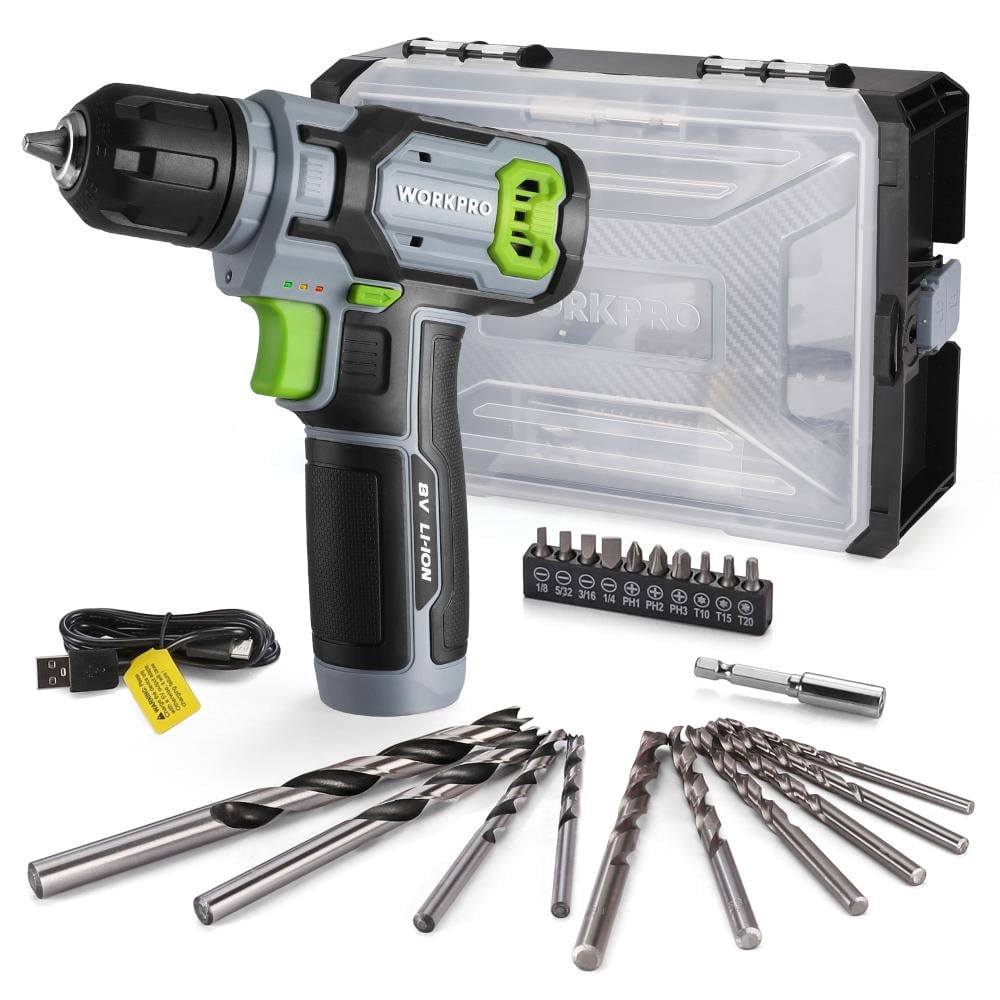 WORKPRO Cordless Power Drill Set with Stackable Tool Box, 8V Cordless ...