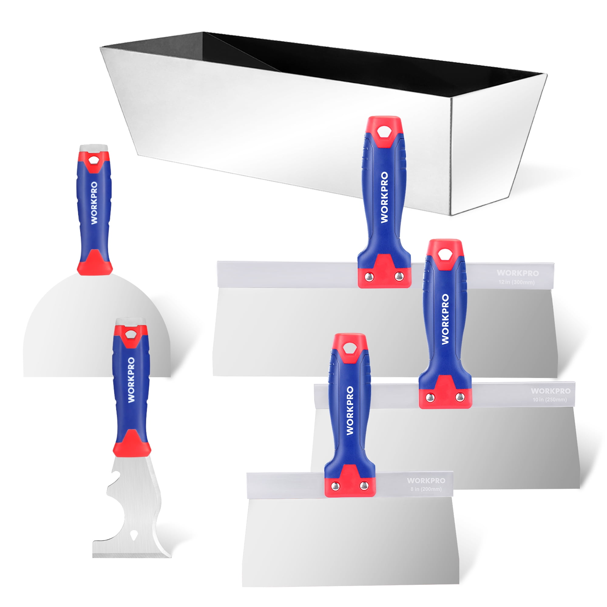 WORKPRO Drywall Tools, Stainless Steel Putty Knife Taping Knife 8 in 1 ...