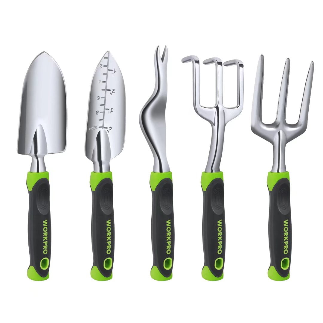 WORKPRO Heavy Duty Garden Tool Set, 5 Piece Outdoor Hand Tools, Cast ...