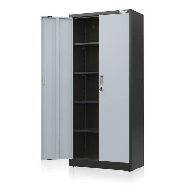 WORKPRO Metal Garage Storage Cabinet with Locking Doors and Adjustable ...