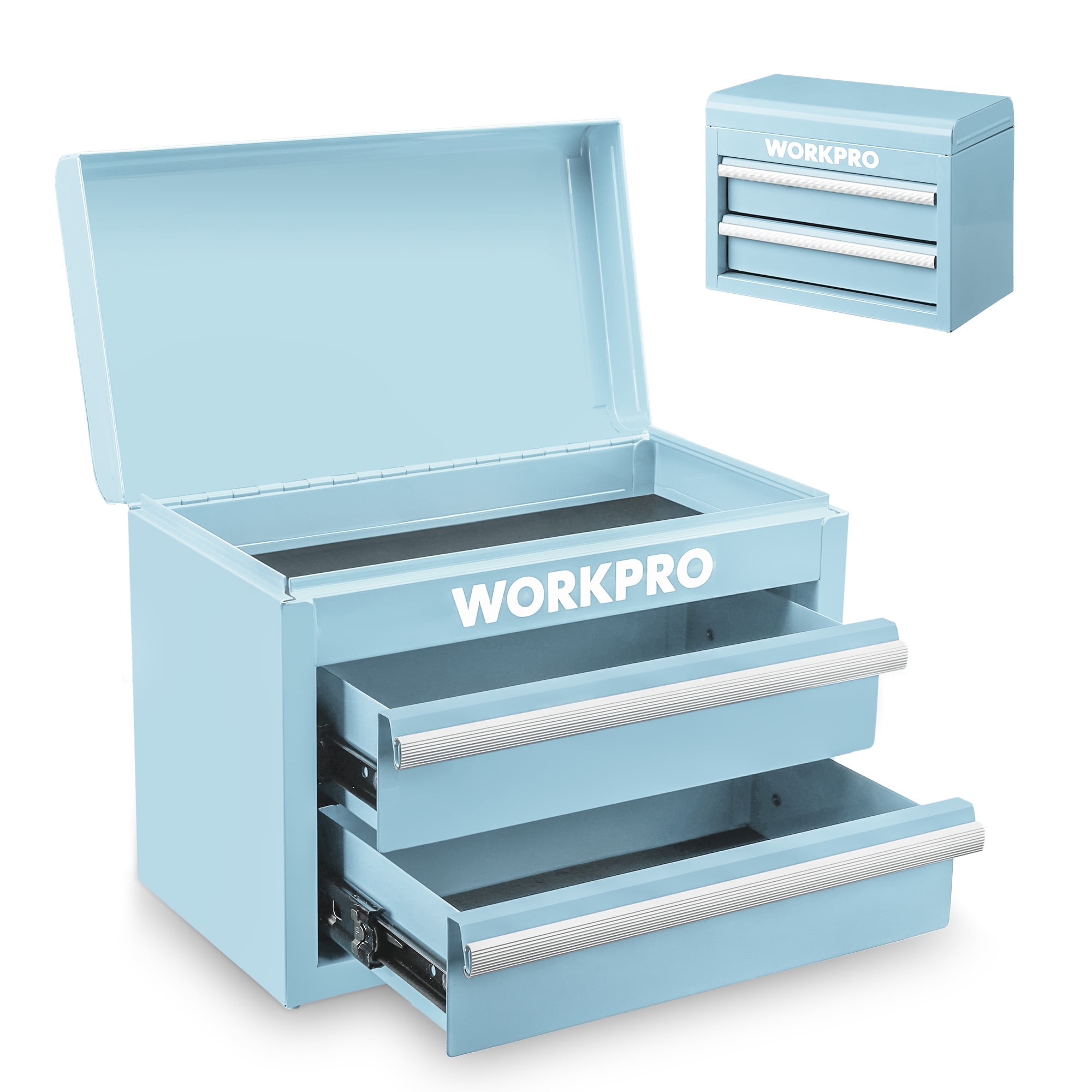 WORKPRO Mini Tool Box with 2 Drawers and Top Storage, Upgraded Version ...