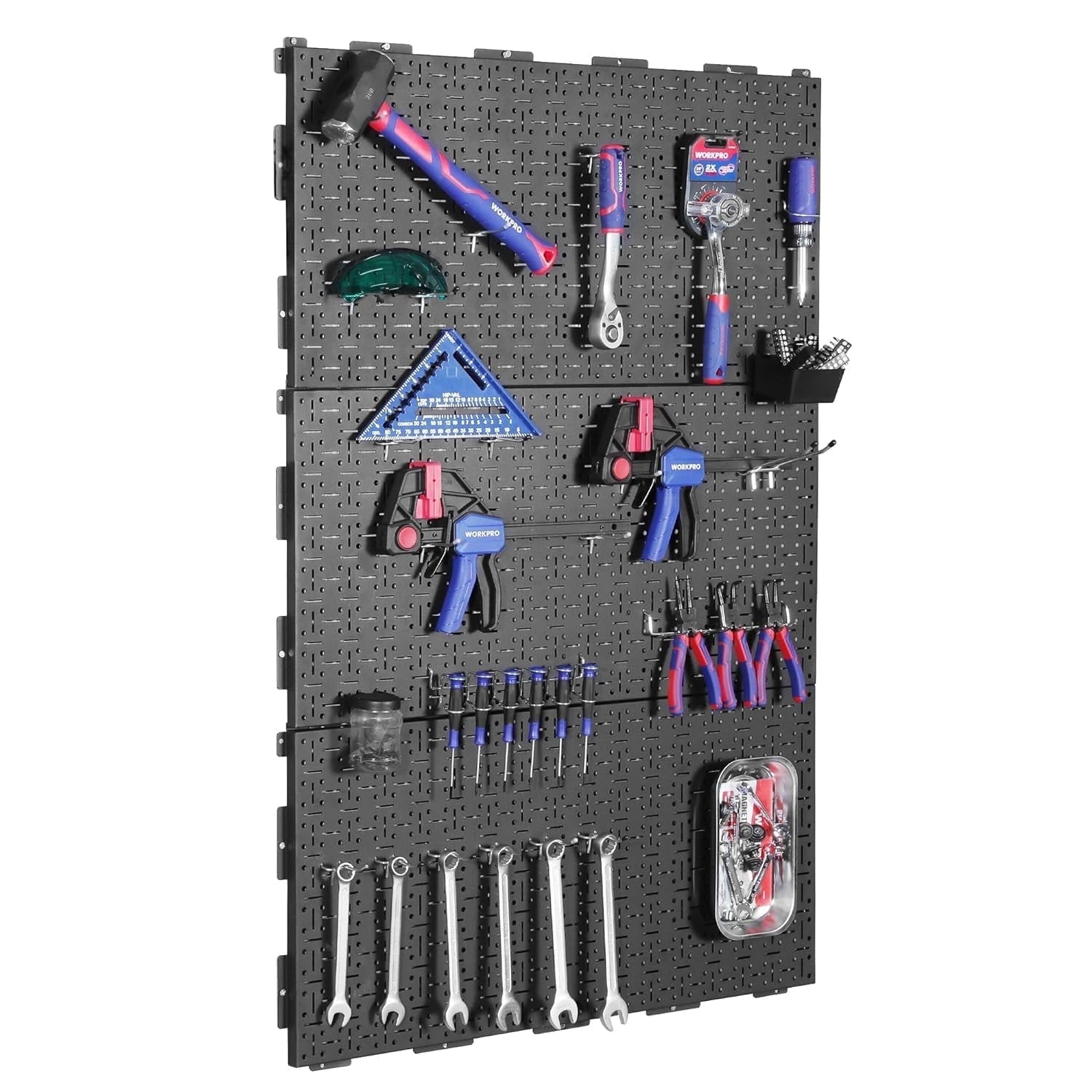 WORKPRO Metal Pegboard 16”x 32” Steel Panel with Round Holes & Vertical ...