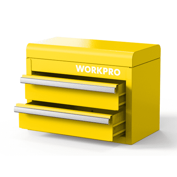 WORKPRO Mini Metal Tool Box with 2 Drawers and Top Storage, Small Tool ...