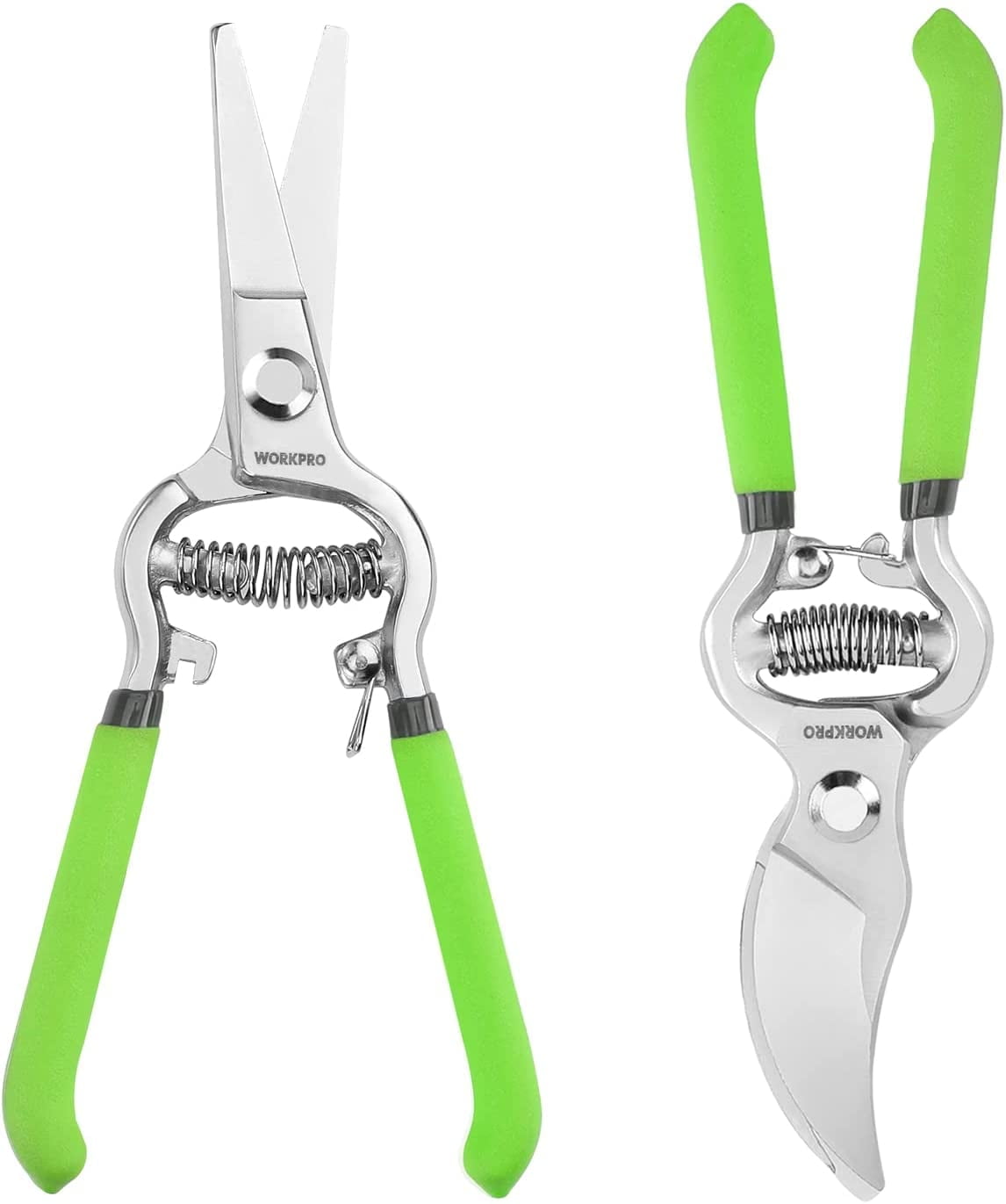 WORKPRO Professional 8” Bypass Hand Pruner & Straight Blade Pruner with ...