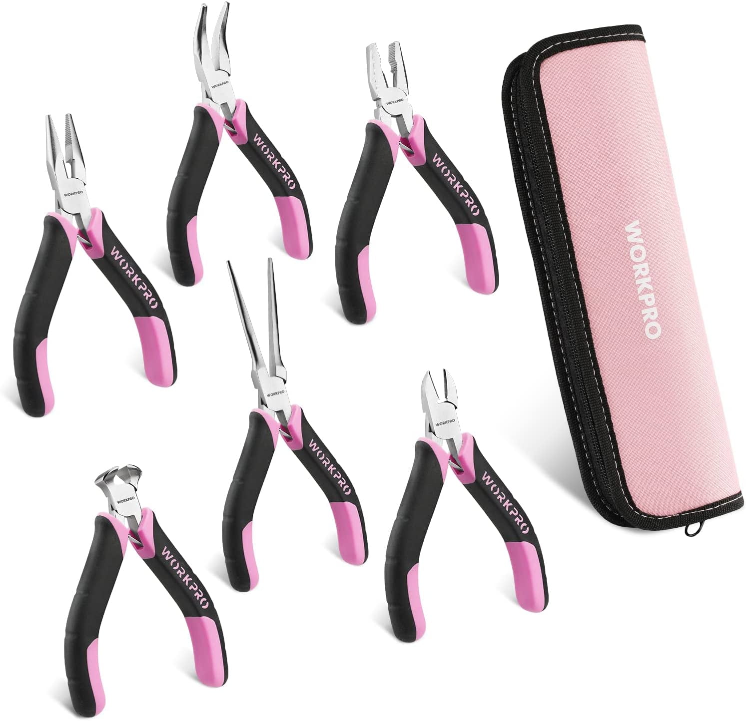 WORKPRO Precision 6-Piece Mini Pliers Set with Small Case, Suitable for ...