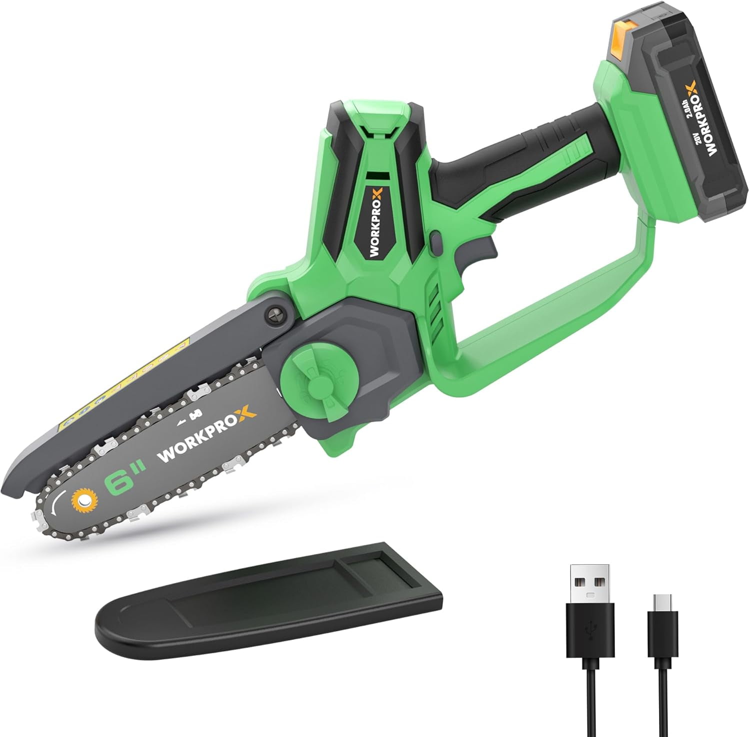 WORKPROX Mini Chainsaw Cordless,6 inch Handheld Electric Chain Saw with ...