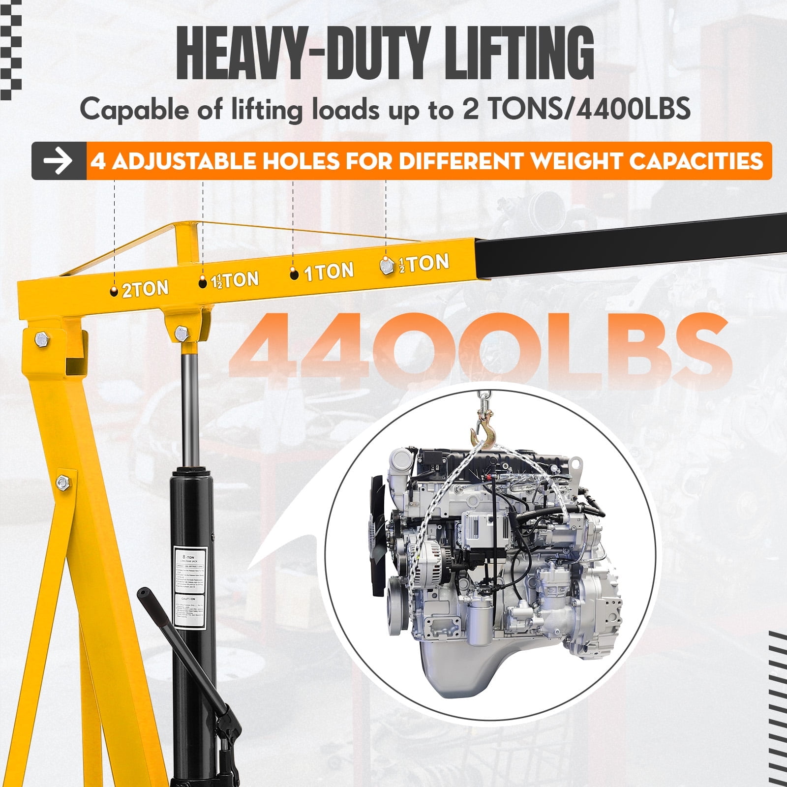 AOILE WORKSHOP CRANE – 4400LBS Engine Hoist, Folding Hydraulic Hoist ...