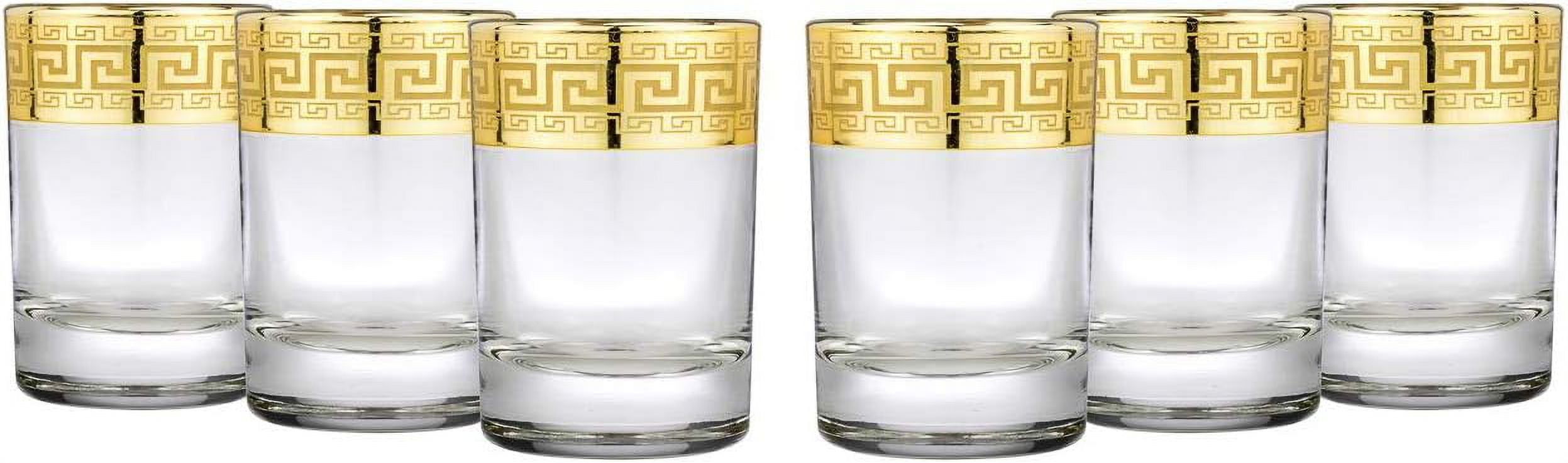 WORLD GIFTS Gold Rimmed Shot Glass Set Greek Key Pattern - No Lead ...