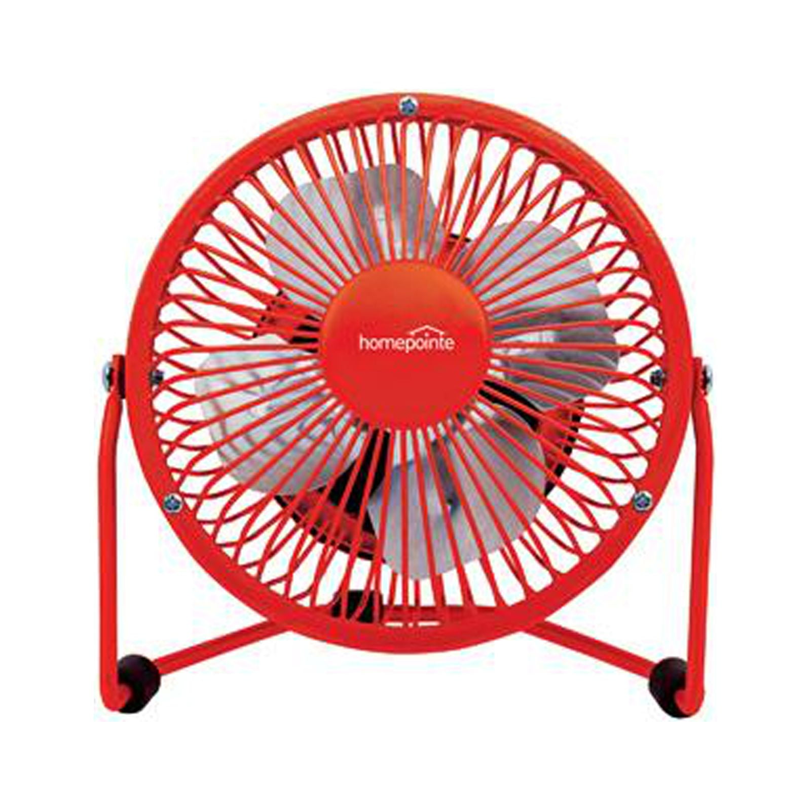 HomePointe CZHV4RDTV High-Velocity Personal Fan, Dual USB/120-Volt, Red ...