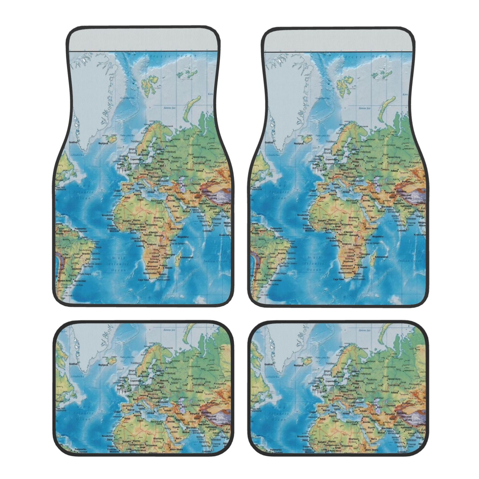 WORLD MAP Floor Car Mat Universal Fit Car Floor Mats Fit for SUV Vans ...