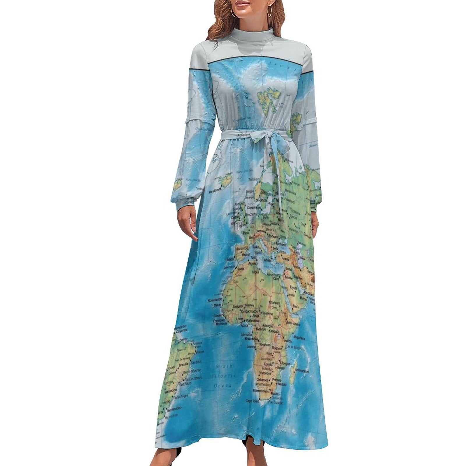 WORLD MAP Long Dress Women's Summer Skirt Dress for Women Prom Dresses ...