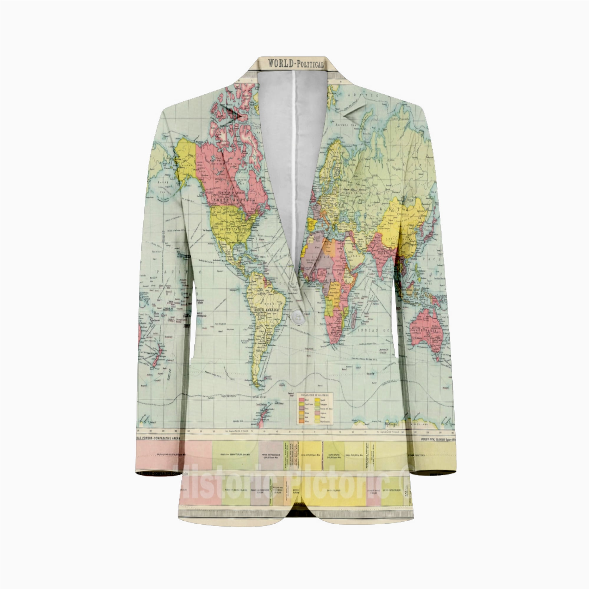 WORLD MAP Print Customized Men's Suits full man Shawl Collar Gentleman ...
