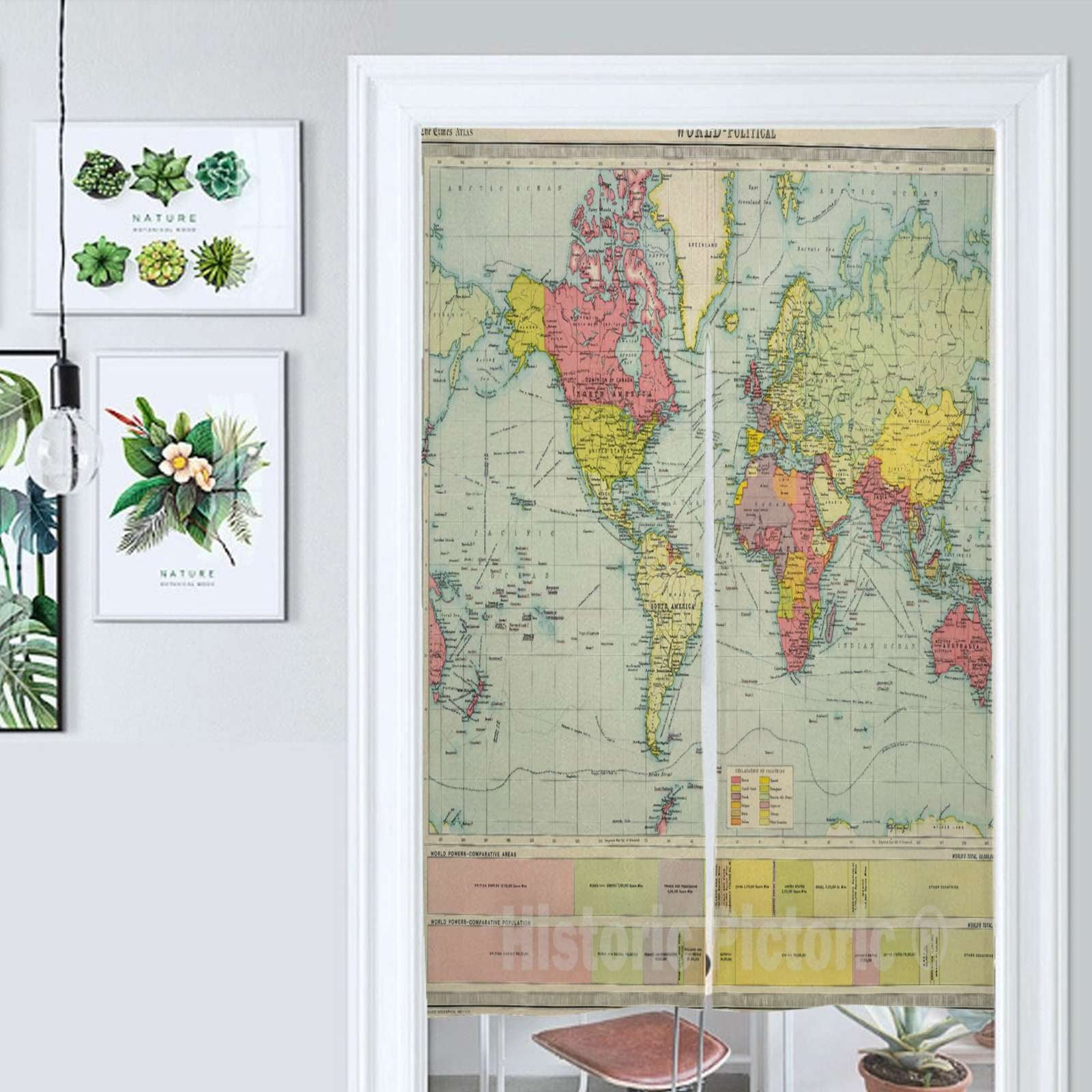 WORLD MAP Print Door Curtain Nordic Living Room DoorCurtain Porch ...