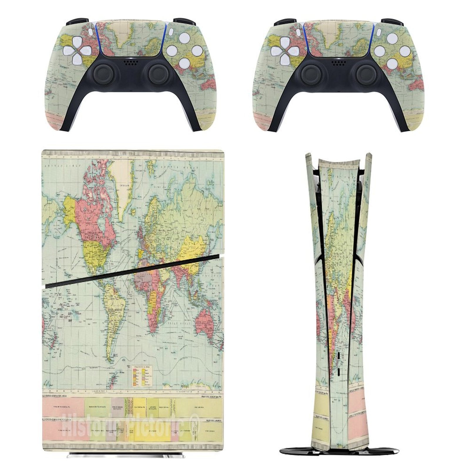 WORLD MAP Print PS5/PS5 Slim Digital Disc Skin Sticker For Console And ...