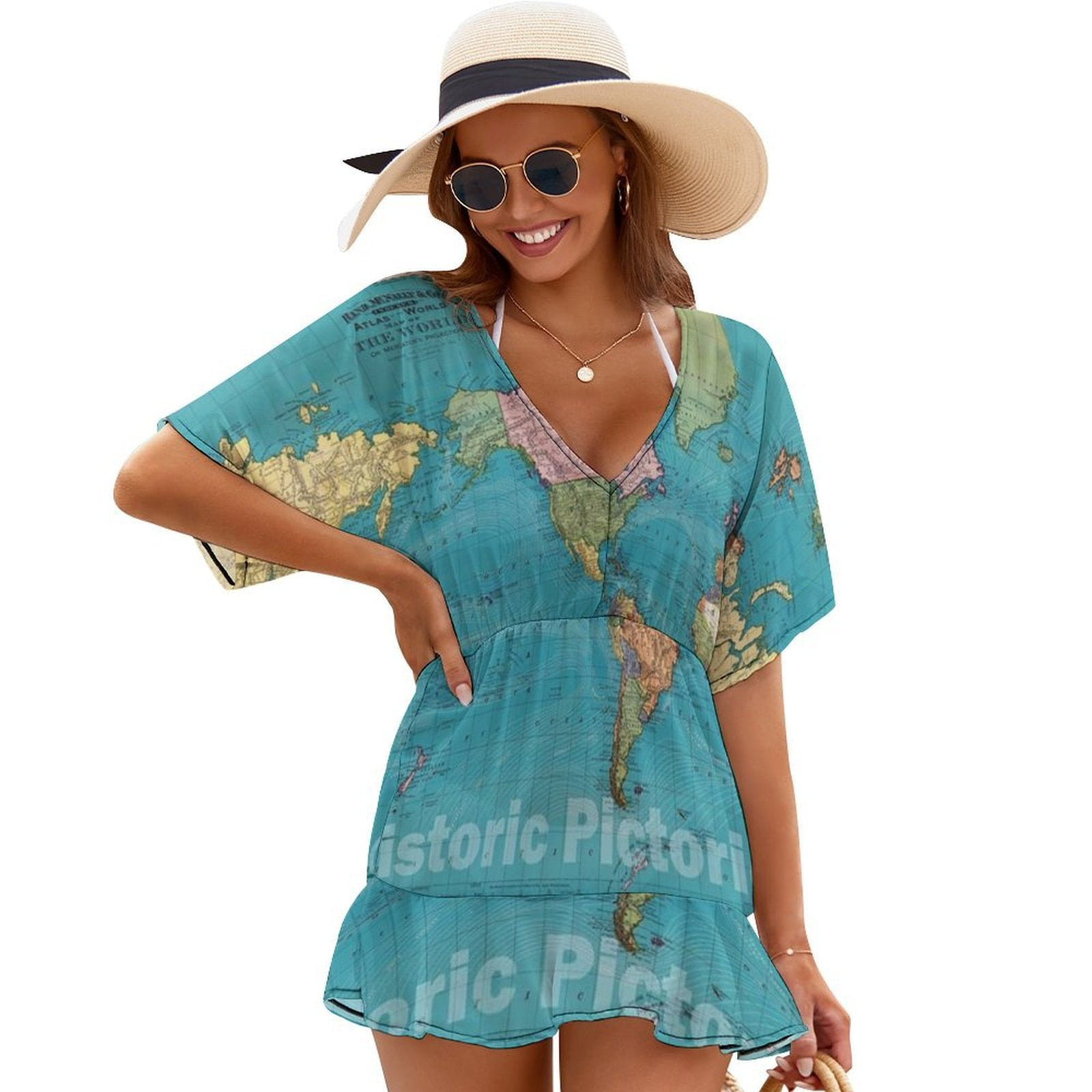 WORLD MAP Print, World Chart Cover Ups Dresses Women Summer Dress ...