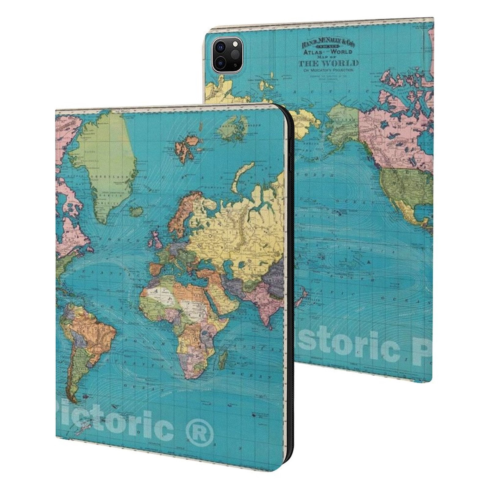 WORLD MAP Print, World Chart Cover for iPad Air(9.7/10.5/10.9in) Case ...
