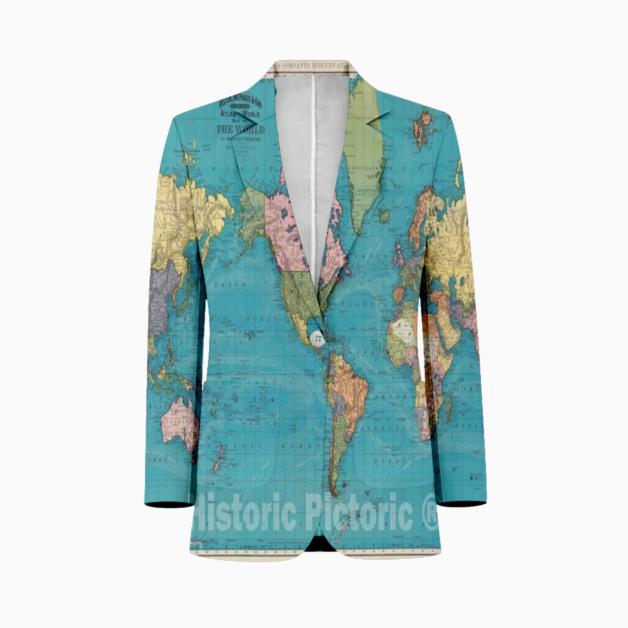 WORLD MAP Print, World Chart Customized Men's Suits full man Shawl ...