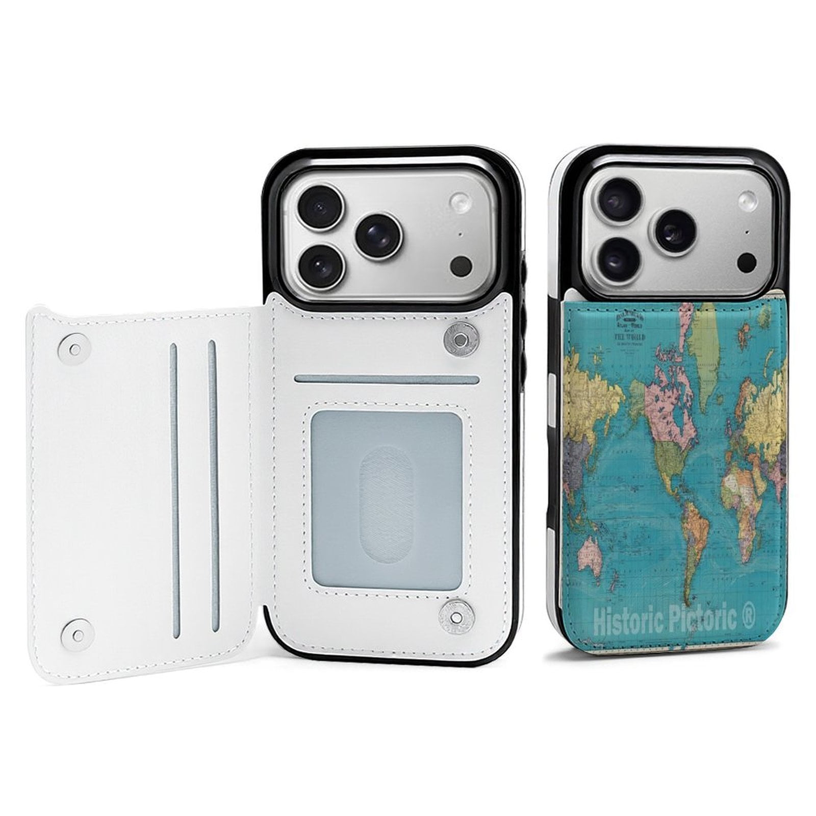 WORLD MAP Print, World Chart Leather Wallet Case for iPhone 17 Pro Max ...