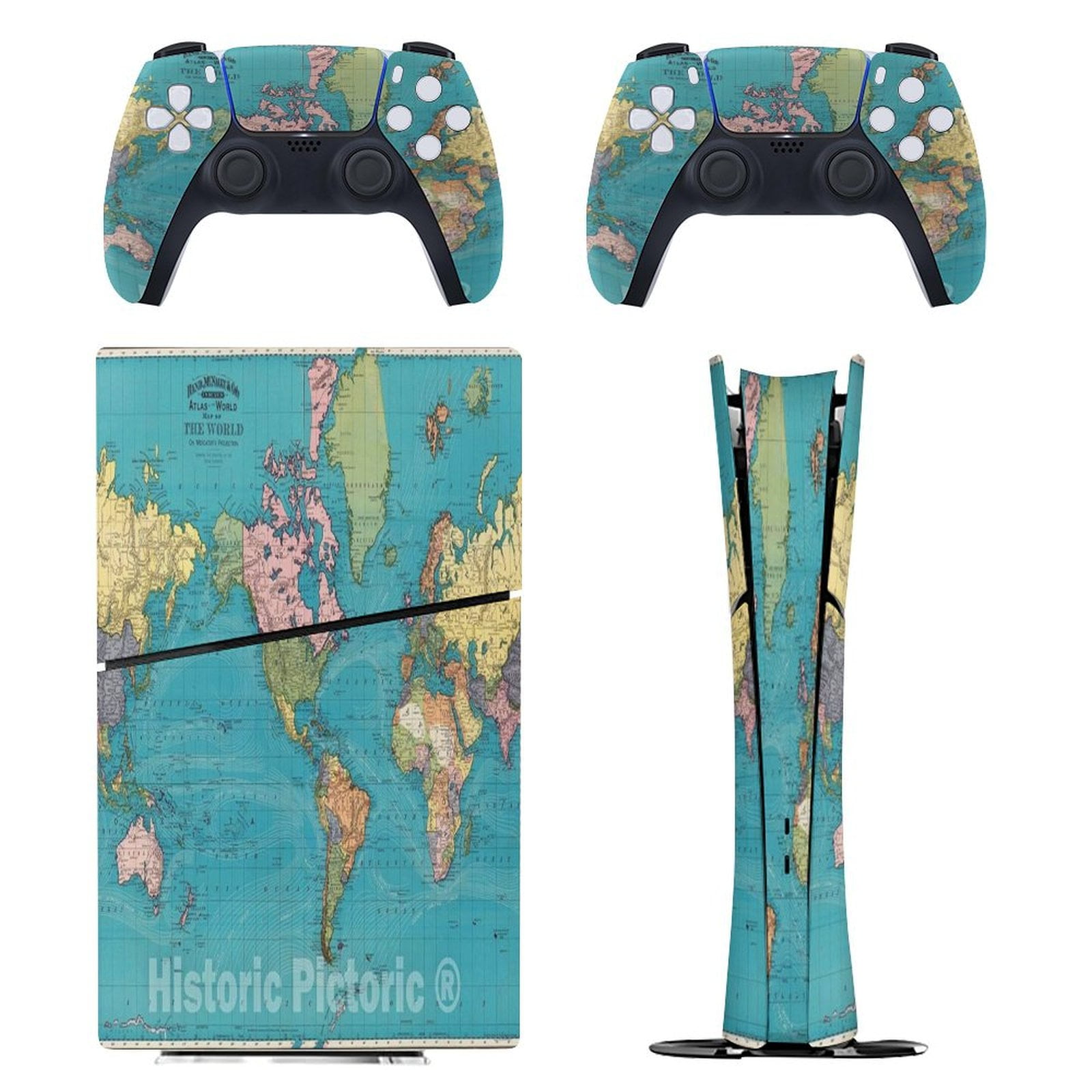 WORLD MAP Print, World Chart PS5/PS5 Slim Digital Disc Skin Sticker For ...