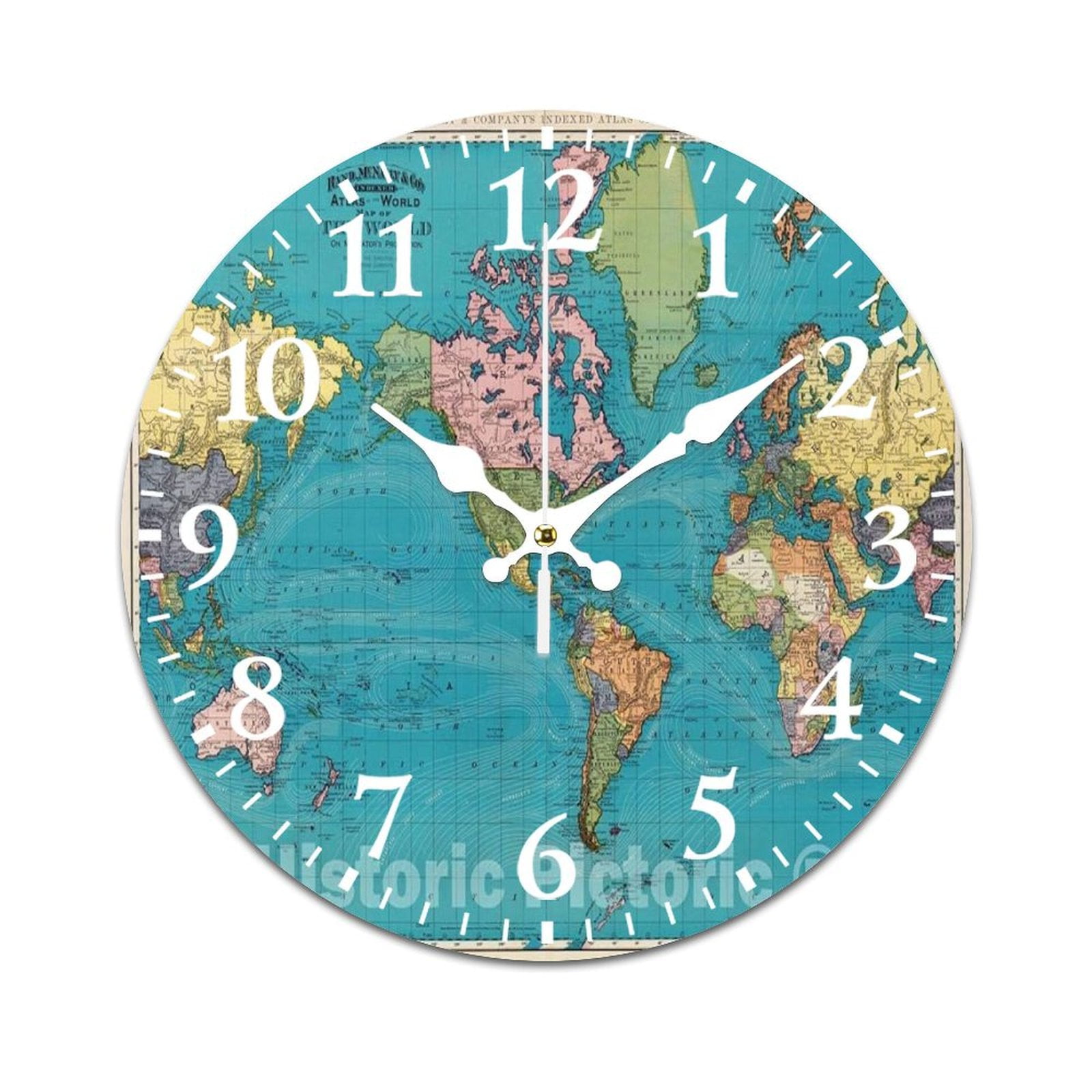 WORLD MAP Print, World Chart Wall Clock Modern Design Clocks Wall ...