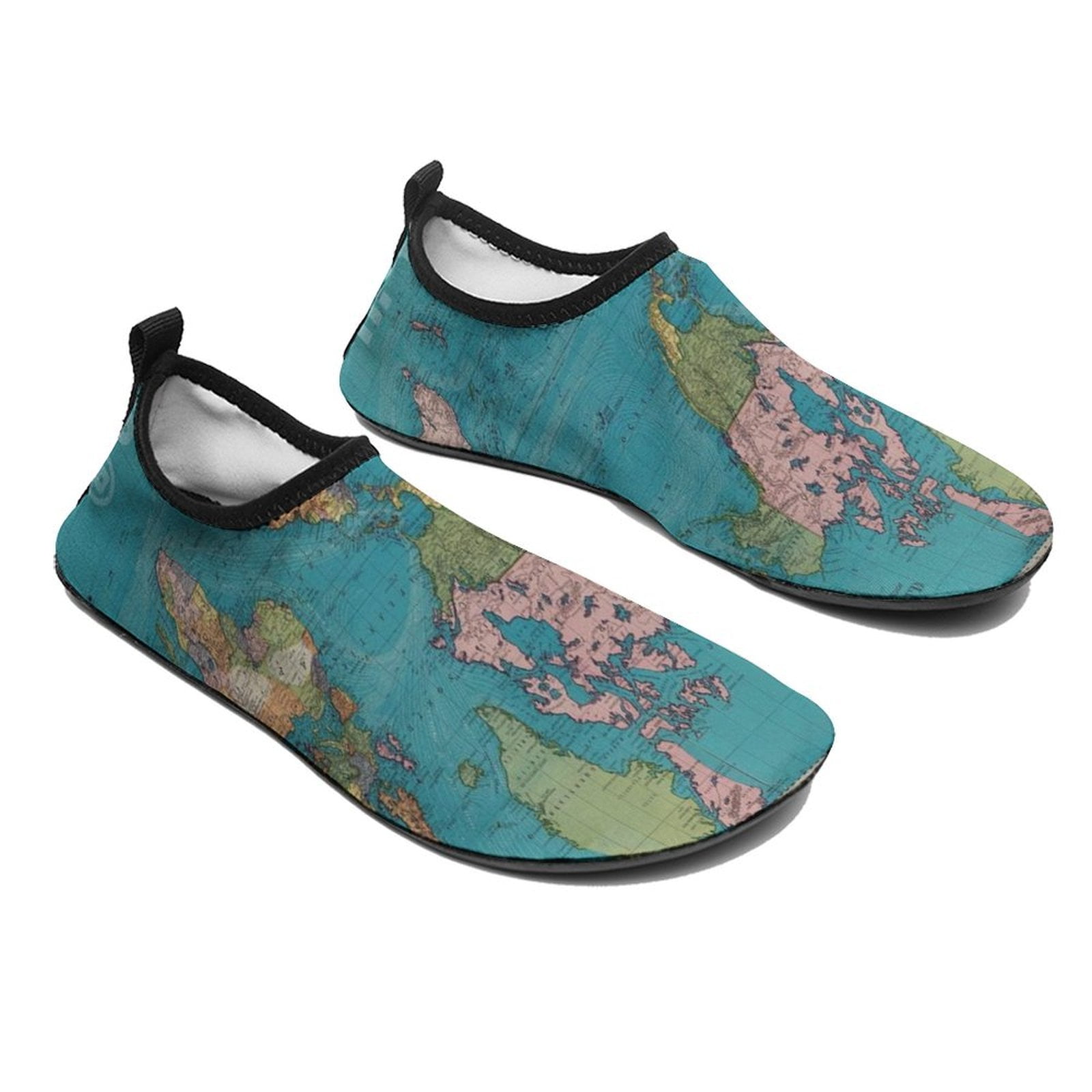 WORLD MAP Print, World Chart Water Shoes Beach Slip-on Shoes for Men ...