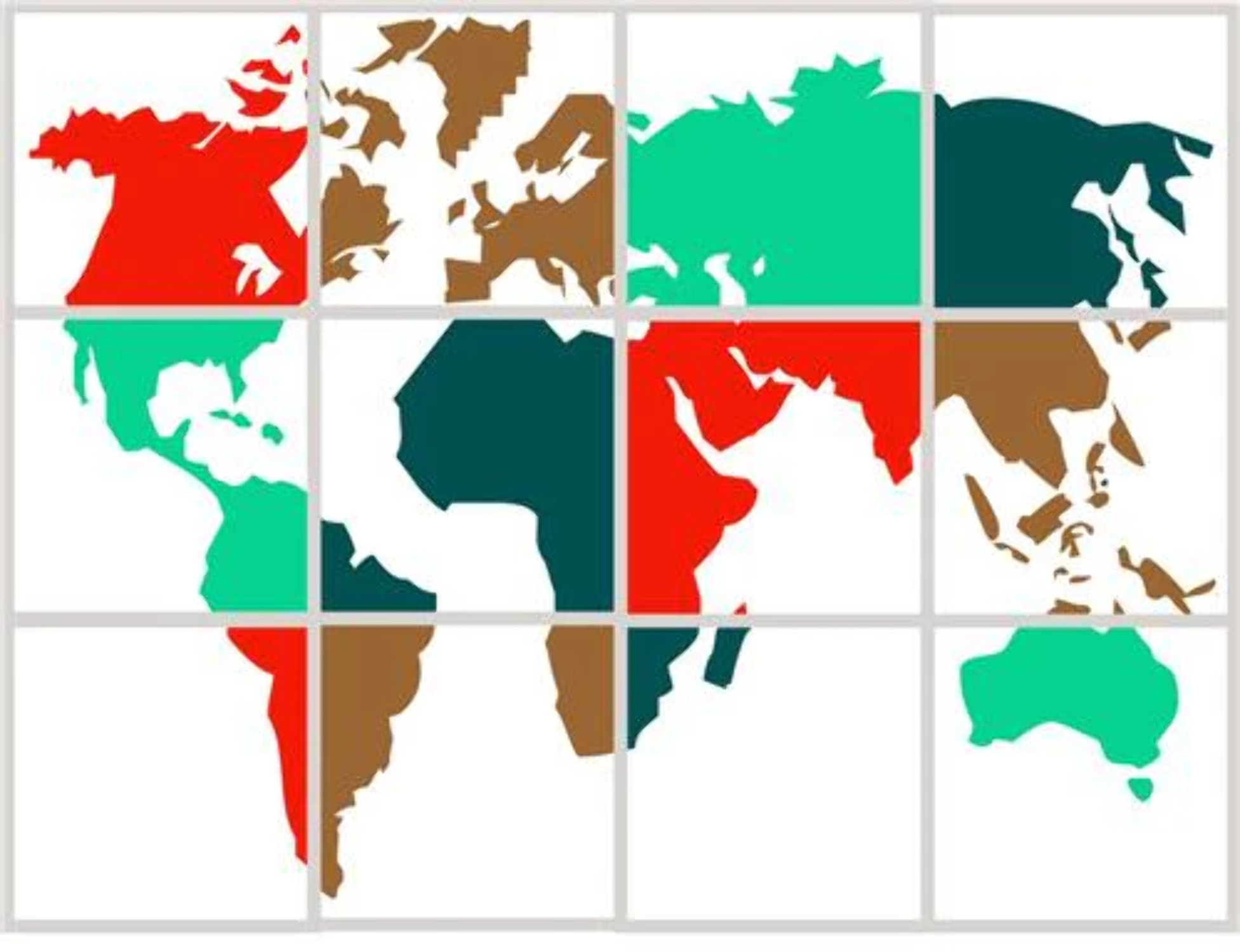 WORLD MAP QUILT GLOSSY POSTER PICTURE PHOTO countries globe maps tiles ...