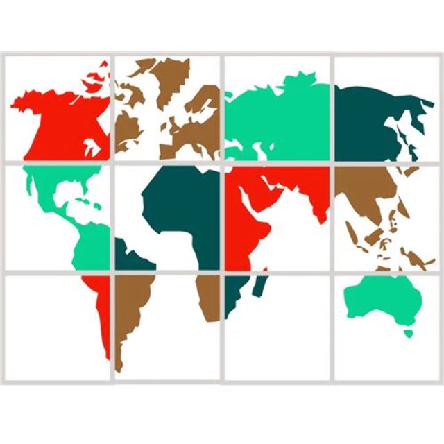 WORLD MAP QUILT GLOSSY POSTER PICTURE PHOTO countries globe maps tiles ...
