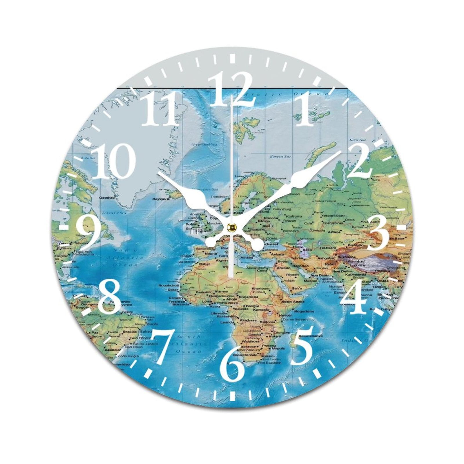 WORLD MAP Wall Clock Modern Design Clocks Wall Hanging Home Office ...