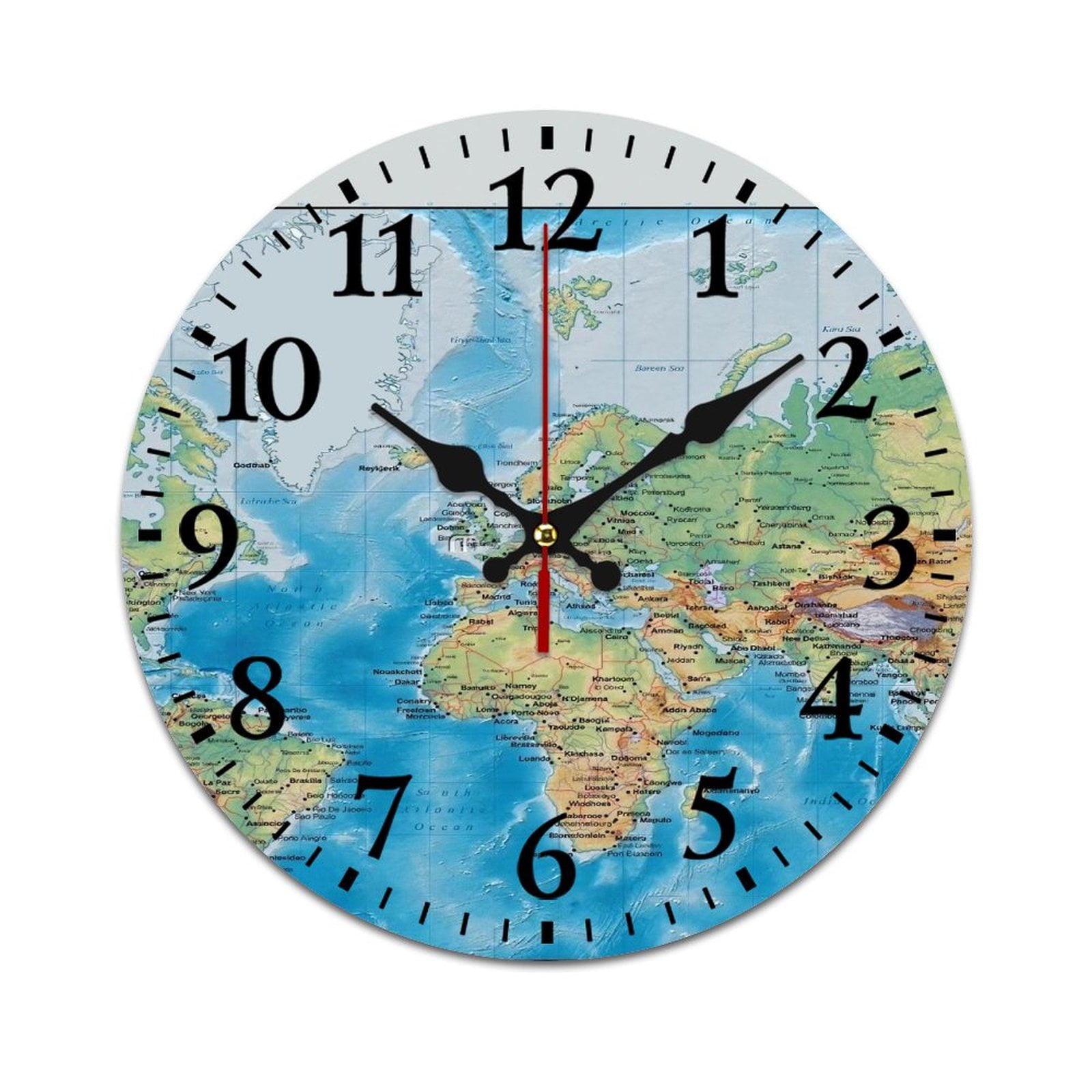 WORLD MAP Wall Clock Modern Design Clocks Wall Hanging Home Office ...