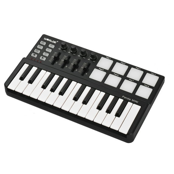 WORLDE Panda Mini USB MIDI 25-Key Controller, 8 Backlit Drum Pads ...