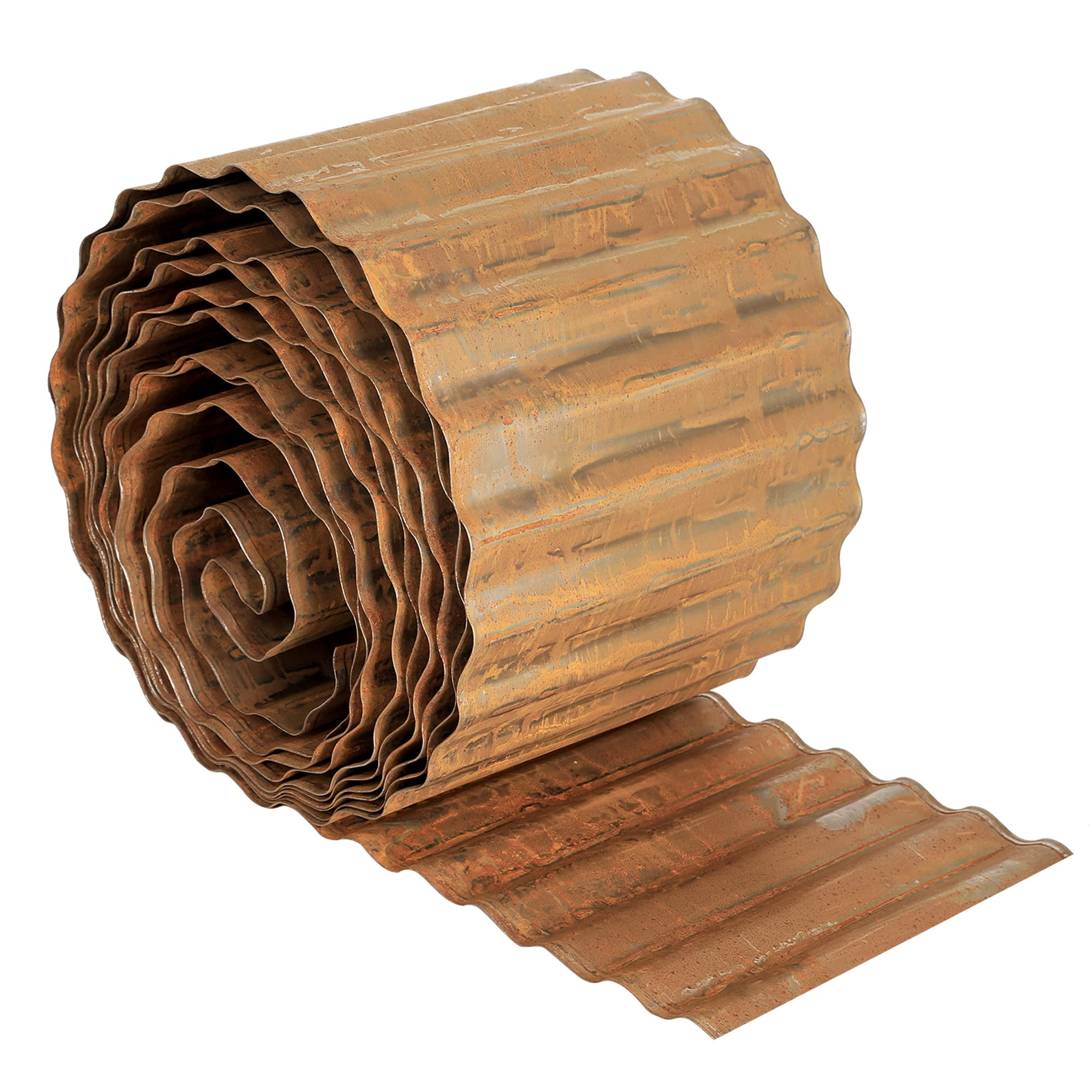 "WORTH 20ft Flexible Pre-Rusted Corrugated Steel Landscape Edging, 6 ...