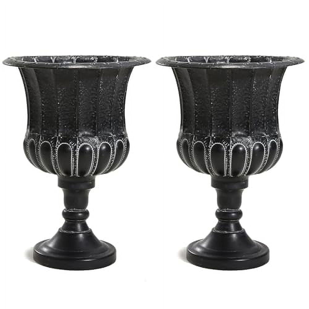 WORTH 25" H. Metal Urn Planters 2-Pack - Black Classic Antique Iron ...