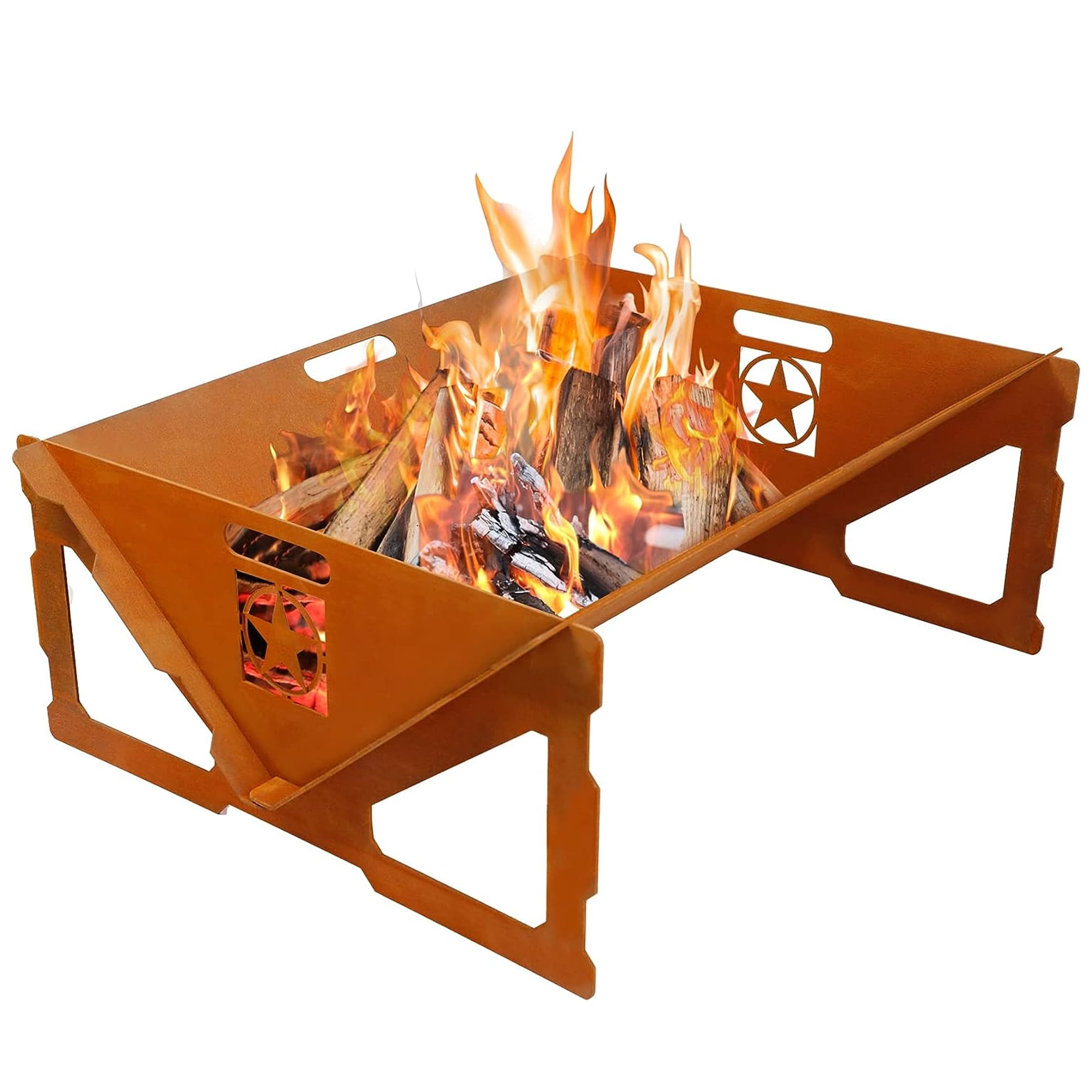 WORTH Corten Steel Fire Pit Portable Camping Wood Charcoal Burning ...