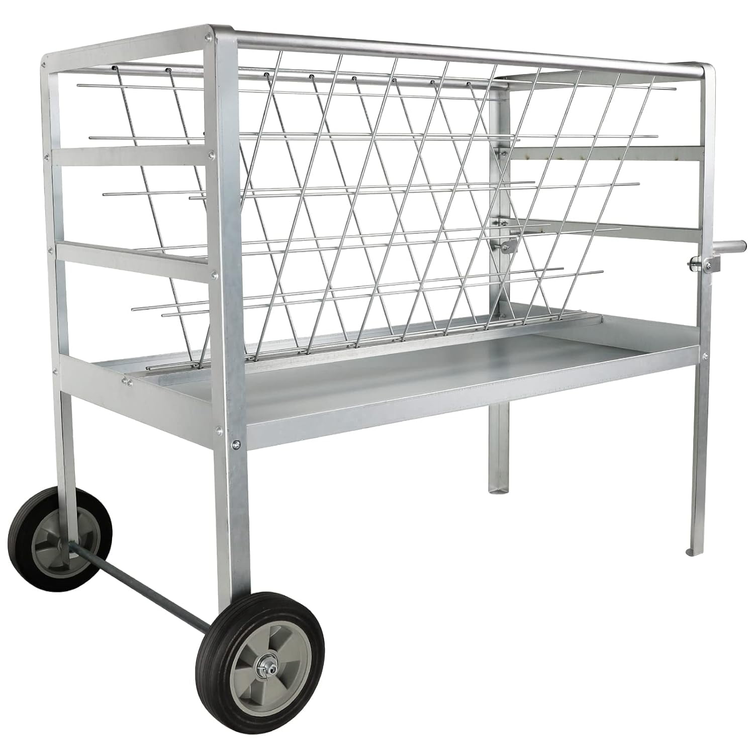WORTH Galvanized Steel Livestock Feeder W/Wheels, 2 in 1 Hay & Grain ...