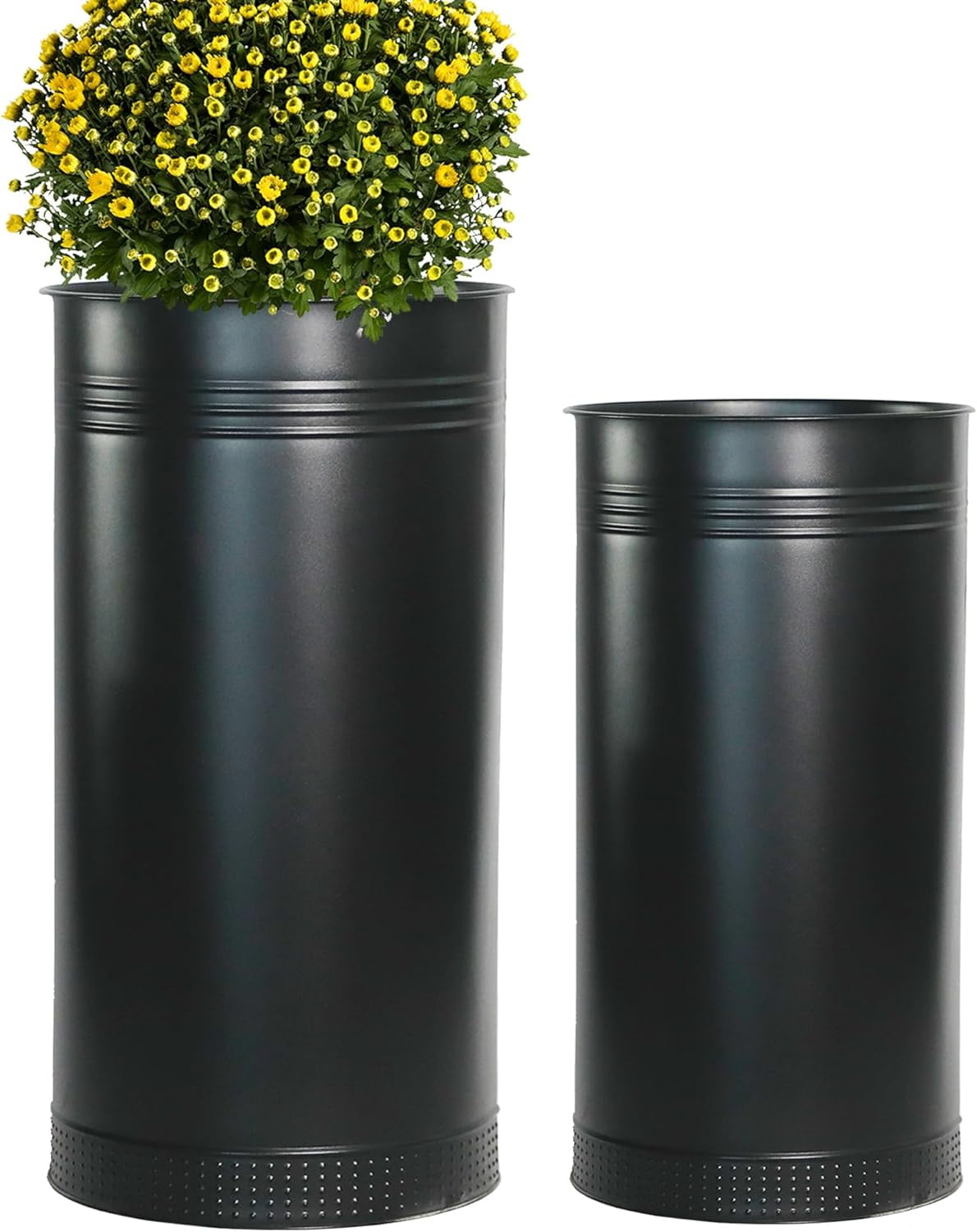 WORTH Galvanized Steel Planter 2 Pack,Large:28"x14.5" & Small:24"x12 ...