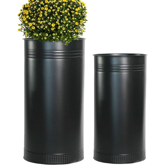 WORTH Galvanized Steel Planter 2 Pack,Large:28"x14.5" & Small:24"x12 ...
