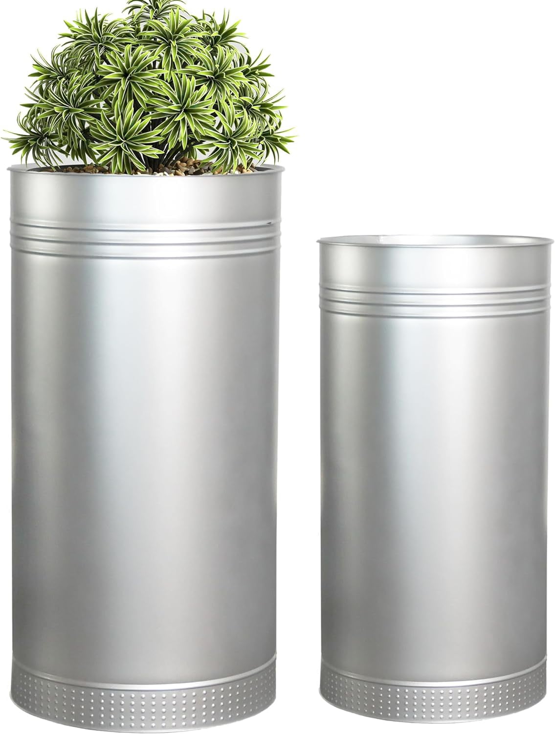 WORTH Galvanized Steel Planter 2 Pack,Large:28"x14.5" & Small:24"x12 ...