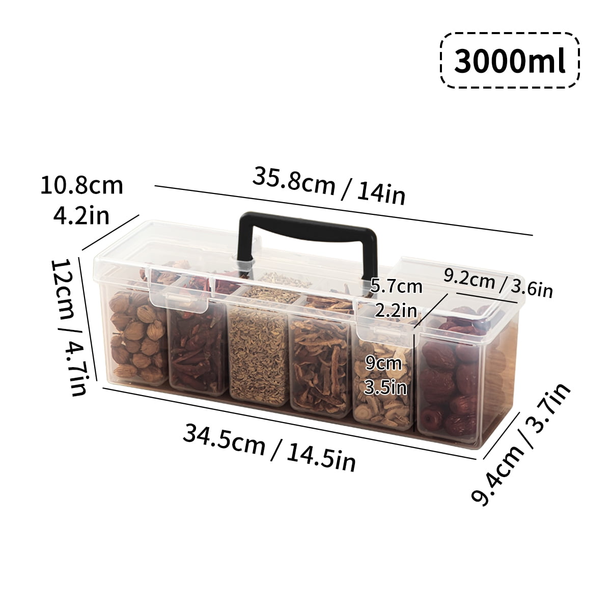 WORTHBUY 6 Grids Sealed Plastic Storage Box With Handle Portable Large ...