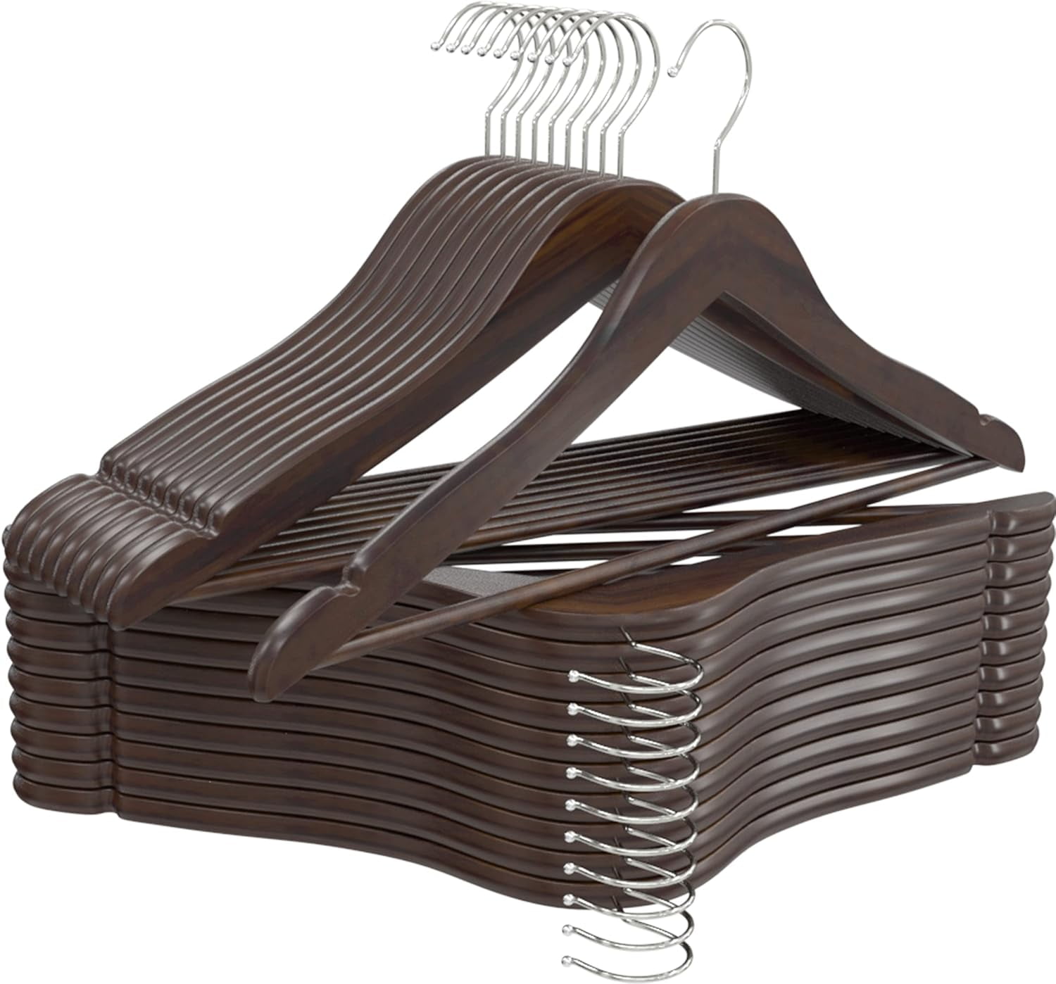 WORTU Premium Wooden Hangers 90 Pack - Durable & Slim Coat Hanger - Suit Hanger with 360-Degree ...