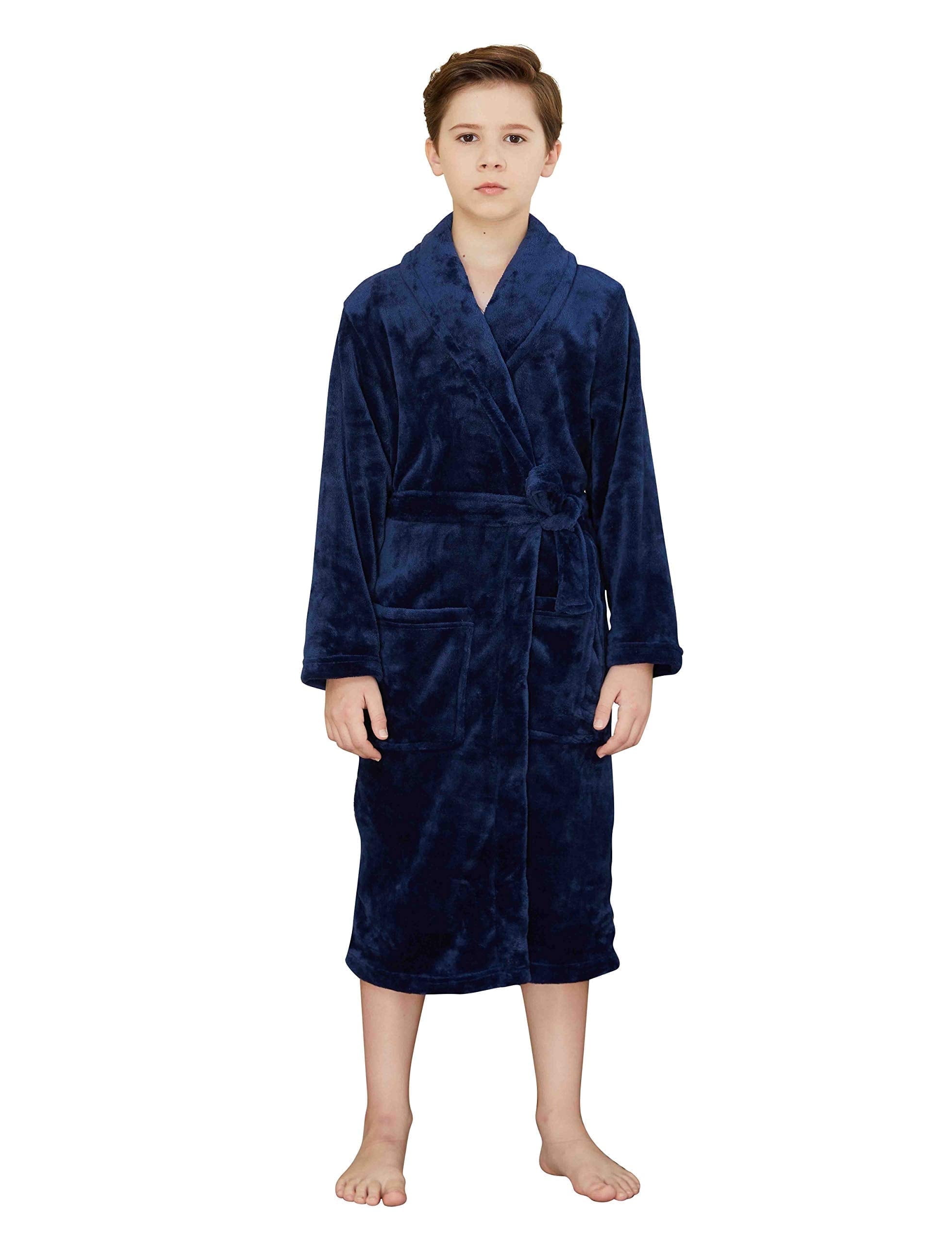 WORW Big Boys Bathrobe - Solid Blue Robes for Kids, X-Large - Walmart.com