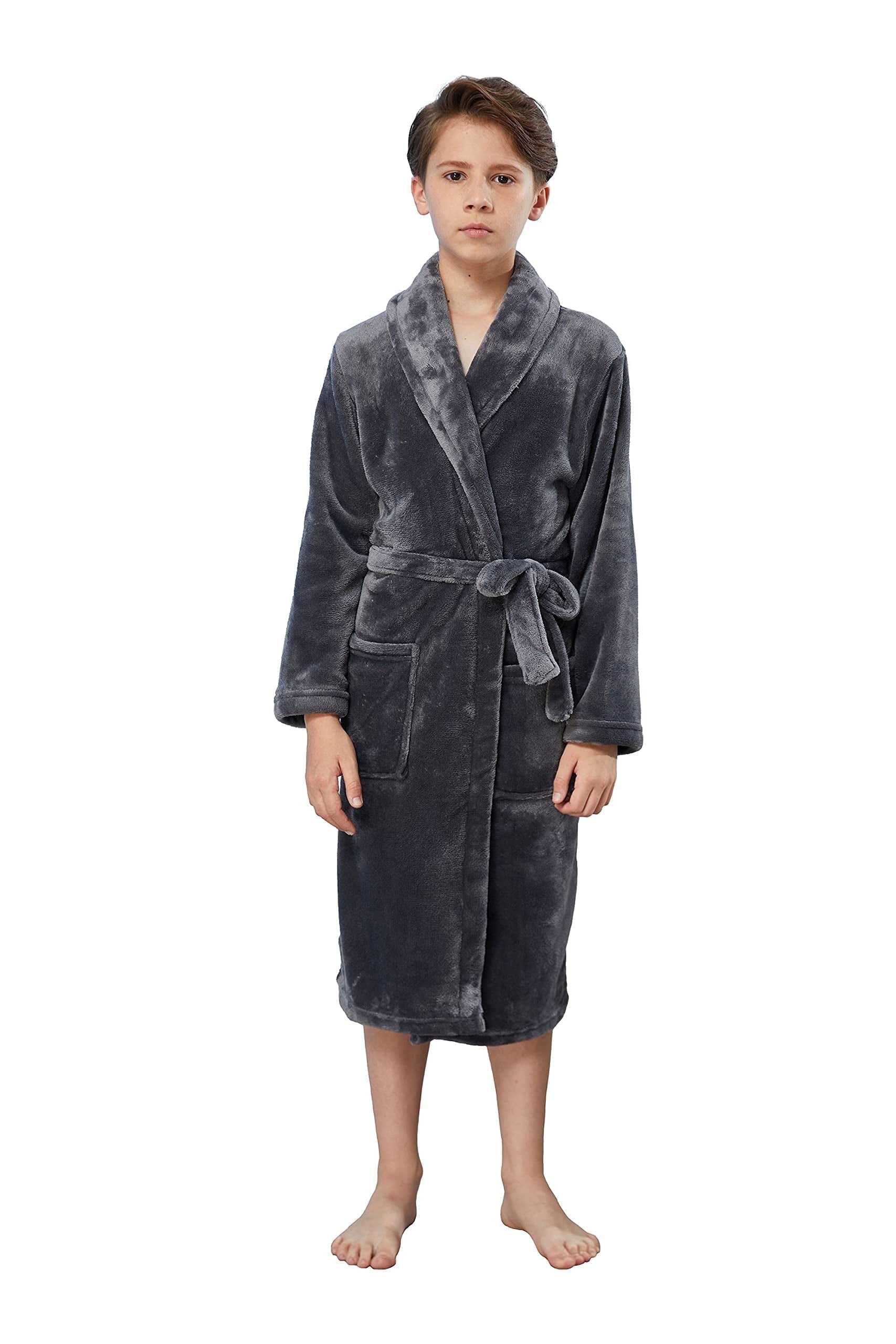 WORW Big Boys Solid Robes Bathrobe Robes - Grey, Large - Walmart.com