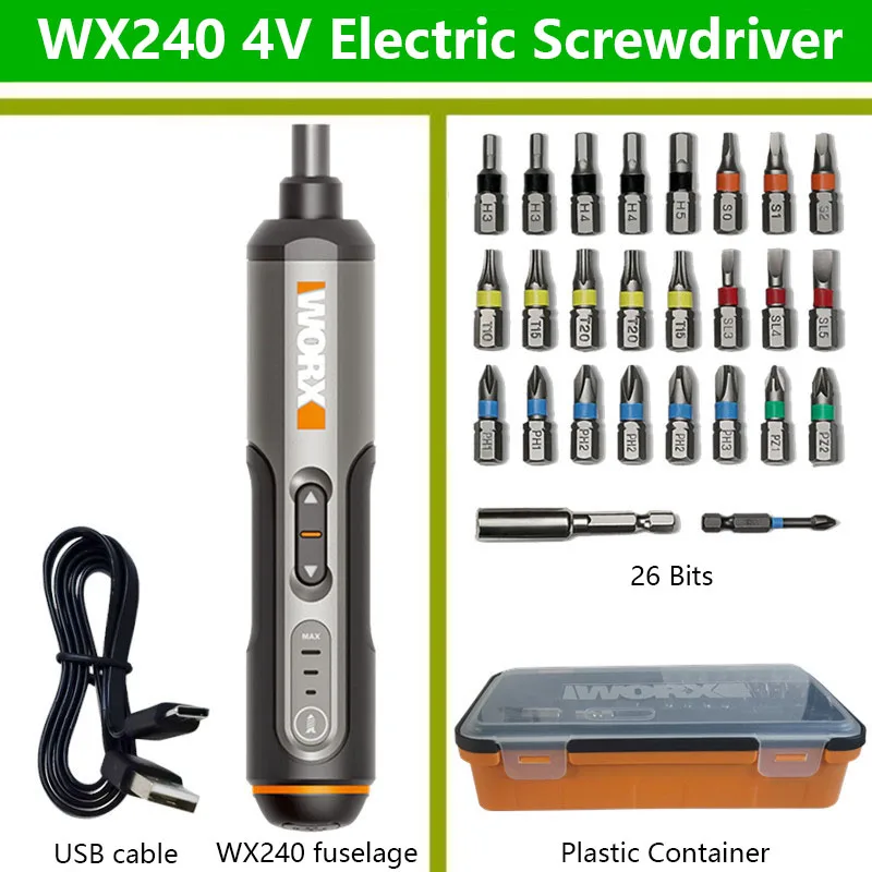 WORX Cordless Electric Screwdriver with Bit Set Rechargeable Screw ...