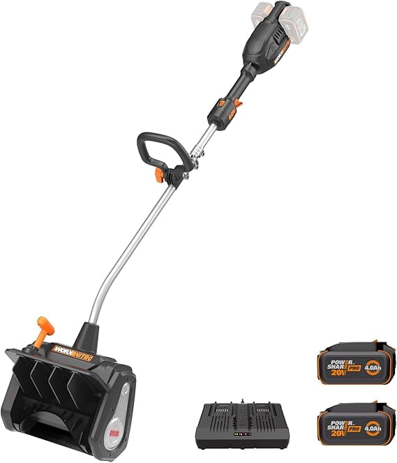 WORX Nitro 40V 12'' Cordless Snow Thrower, Electric Snow Shovel, (2 X 4 ...