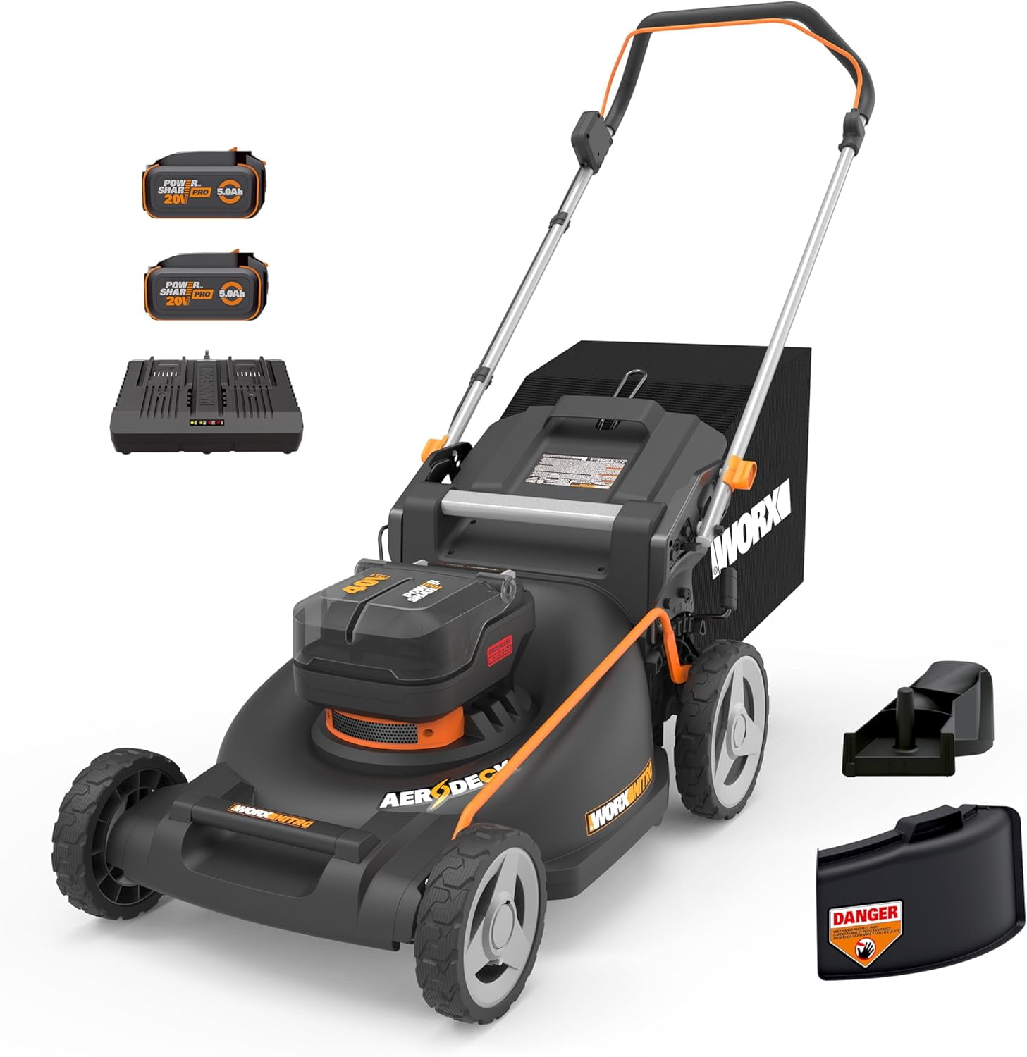 WORX Nitro 40V 21" Cordless Lawn Mower w/Aerodeck & Intellicut ...