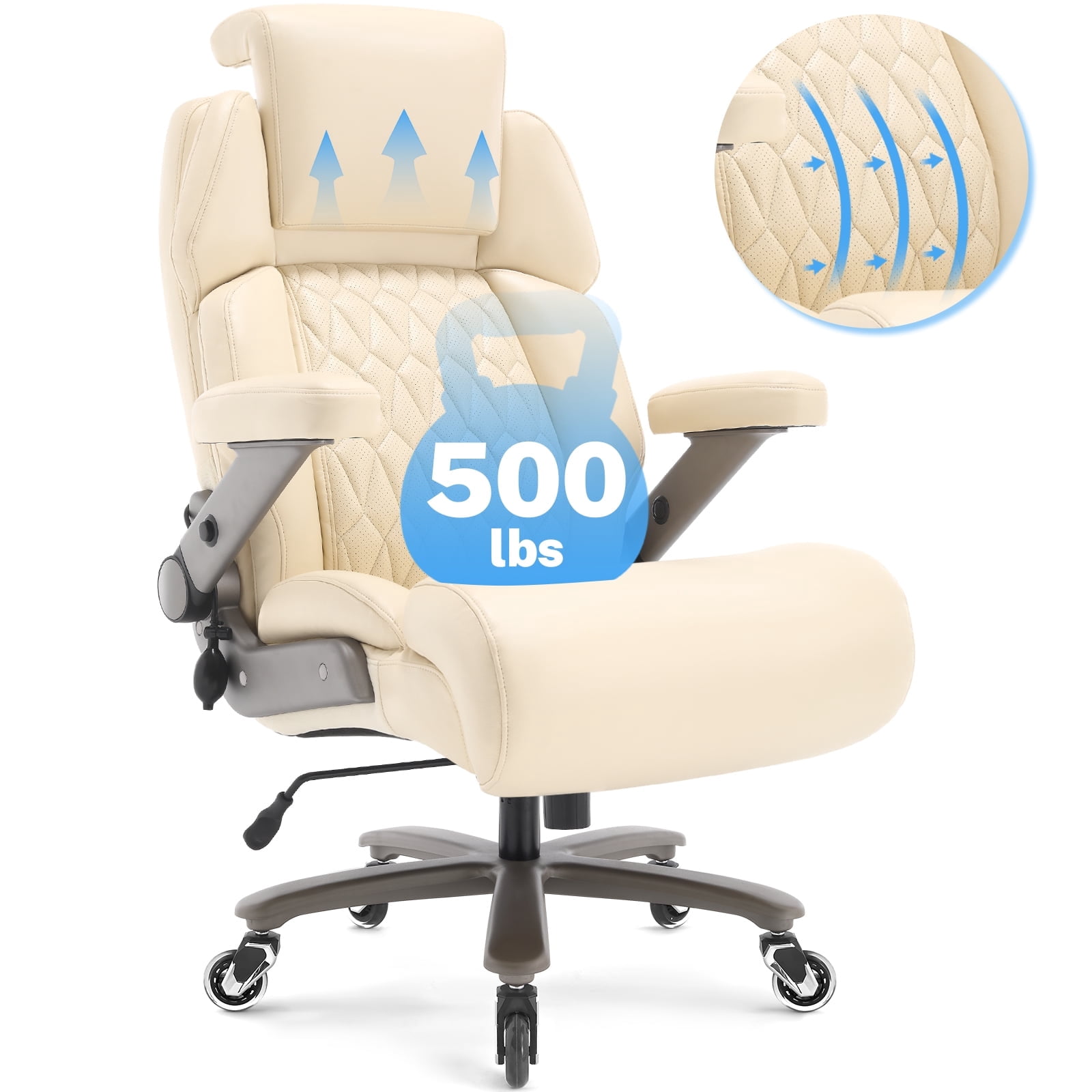 WOSDOM 500lbs Big and Tall Office Chair, Heavy Duty Executive Chair ...