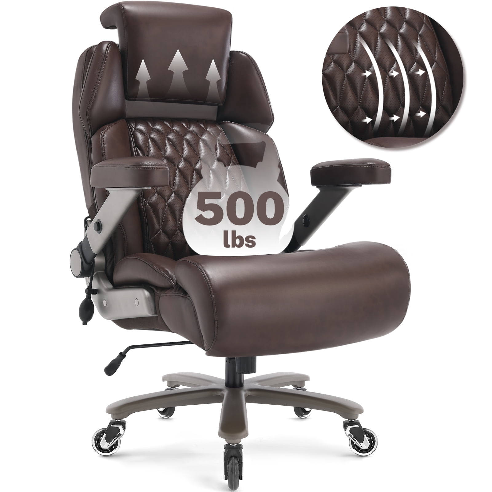 WOSDOM 500lbs Big and Tall Office Chair, Heavy Duty Executive Chair ...