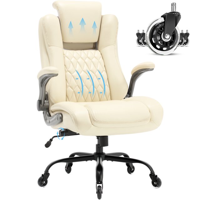 WOSDOM Beige Home Office Chair, Managerial Executive Chair with ...