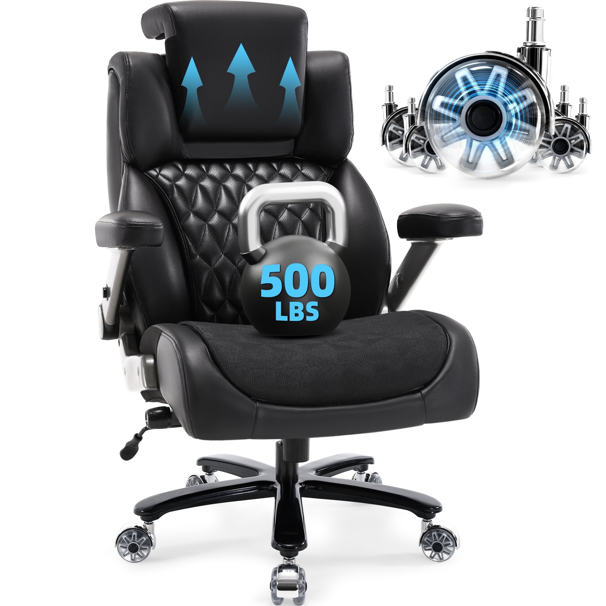 WOSDOM Big and Tall Office Chair 500lbs, Wide Mesh Seat Cushion ...